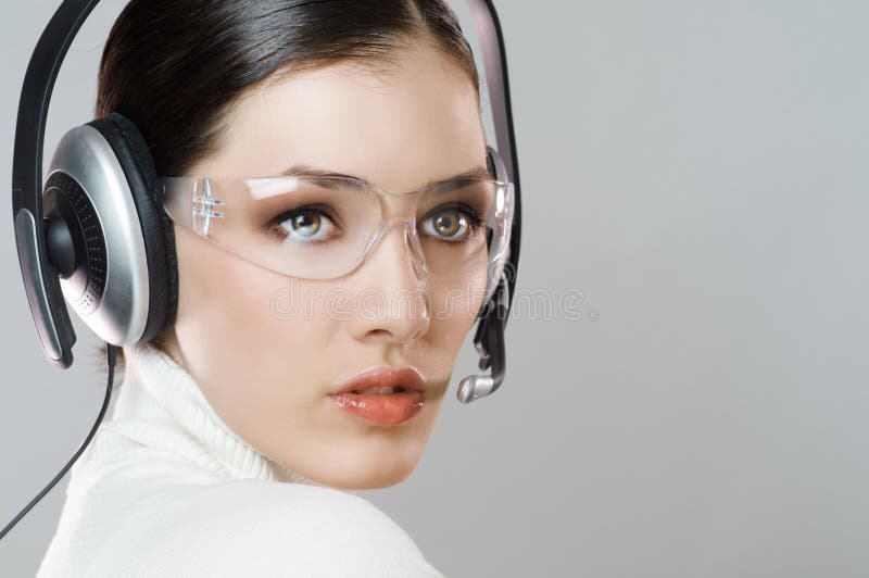 Wearing a headset stock photo. Image of conversation - 12036846