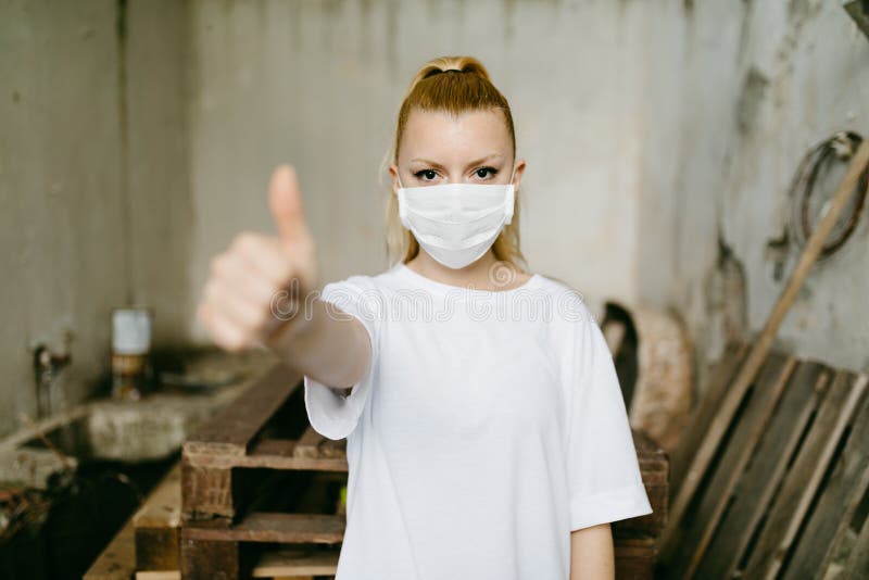 Wearing a Mask and Doing Ok Sign. Stock Photo - Image of health, cough ...