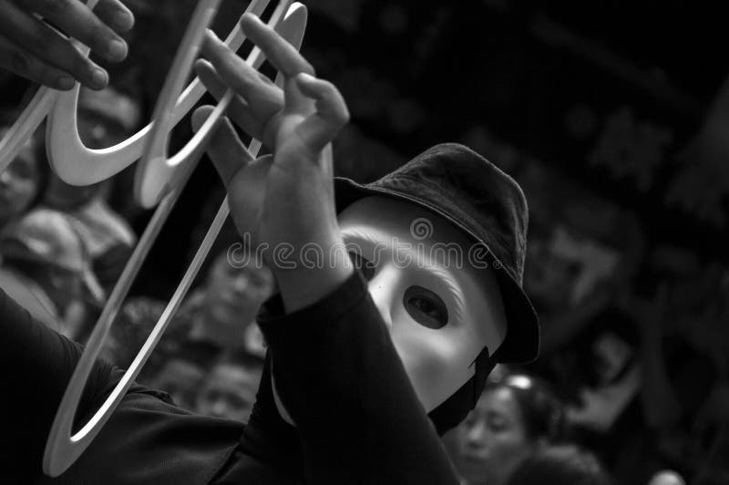 Wearing, Mask, Street Performer, Street Performance Stock Image - Image ...