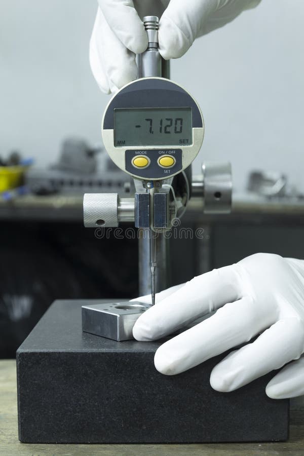 Wearing White Glove Use Digital Dial Gauge Measurement Stock Image ...
