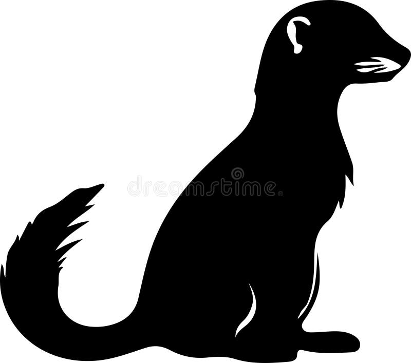 Weasel Black Silhouette Generative Ai Stock Vector - Illustration of ...