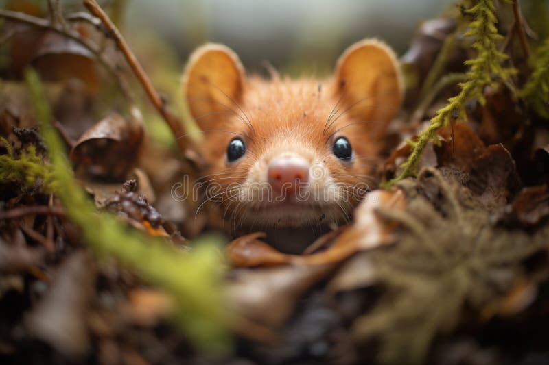 Weasel Emerging, Mouth Full, from Beneath Tree Roots Stock Image ...