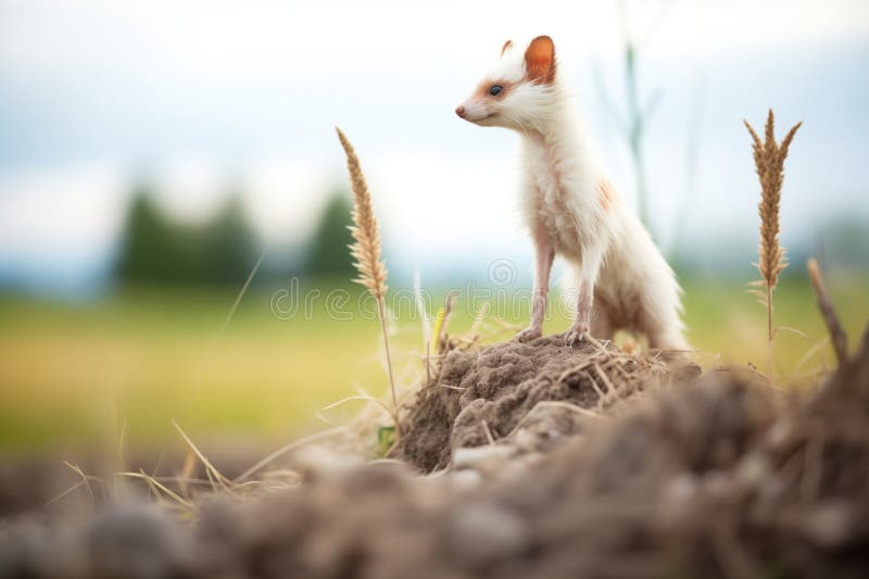 Weasel Standing Over Burrow with Defensive Posture Stock Illustration ...