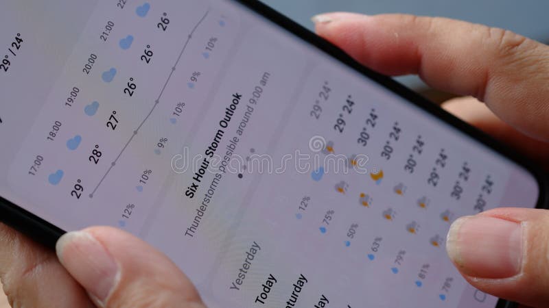 Weather on Android Smartphone Editorial Stock Photo - Image of gadget ...