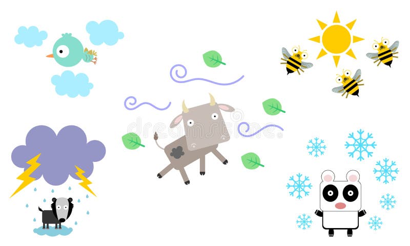 Weather with animals stock illustration. Illustration of snow - 37987823