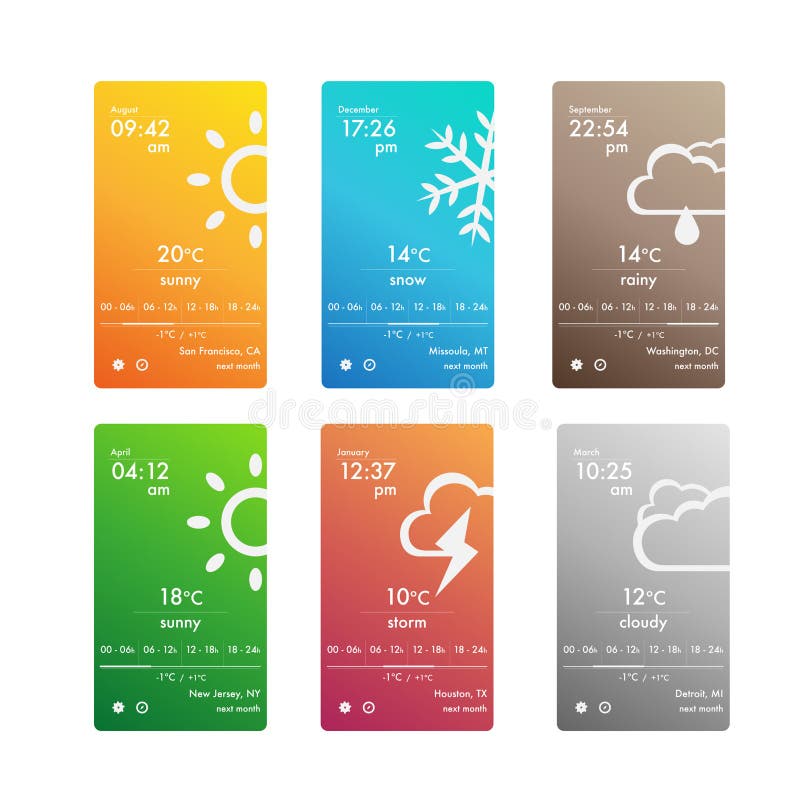 Weather App Set User Interface for Smartphone Stock Vector ...