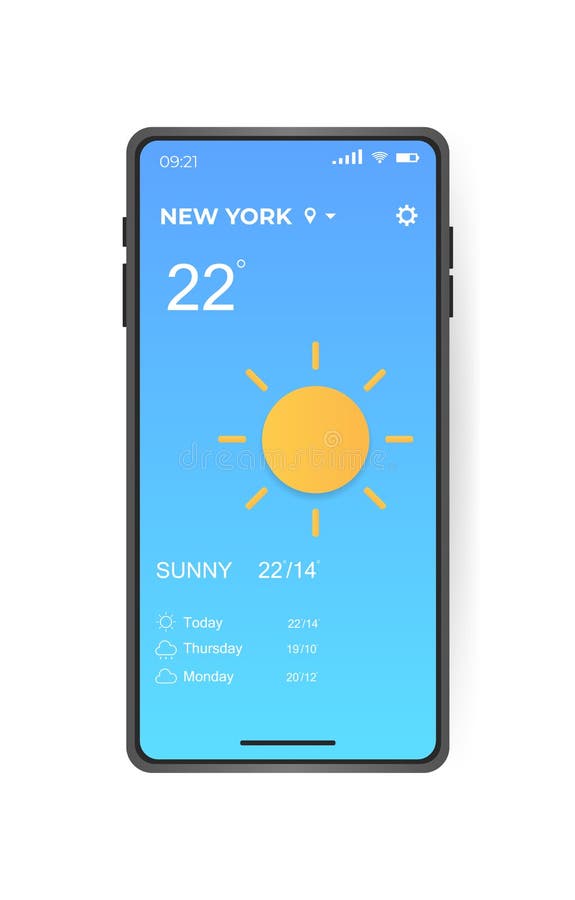 Weather Application User Interface. UI, UX Elements. Realistic ...