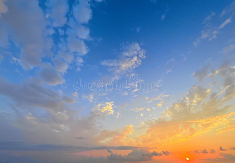 Weather Background, Sky with Clouds. Blue Summer Sky Background with ...