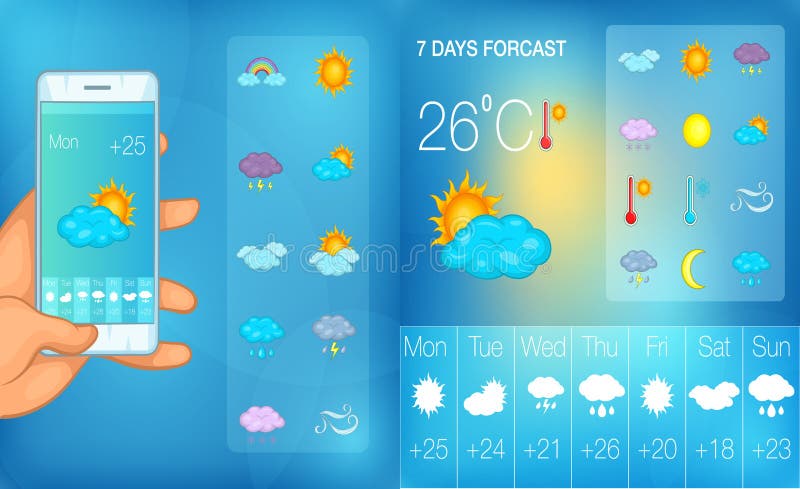 Weather Banner Set, Cartoon Style Stock Vector - Illustration of cloud ...