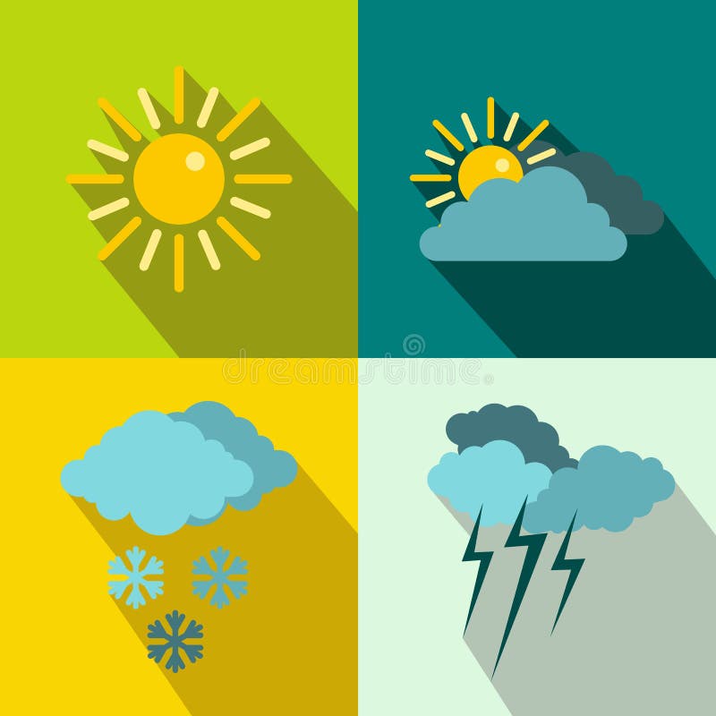 Weather Banners Set, Flat Style Stock Illustration - Illustration of ...