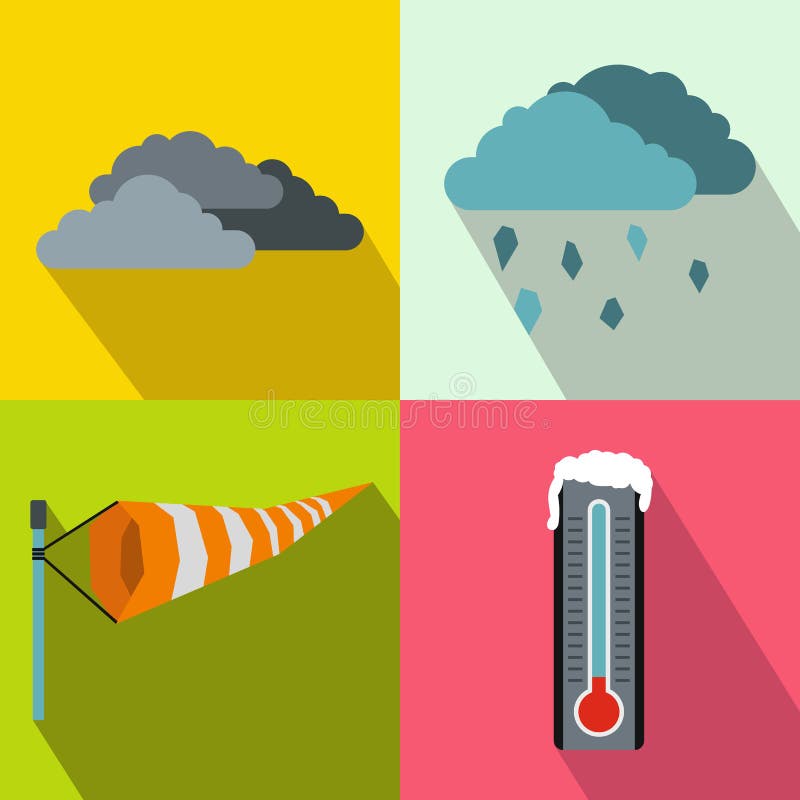 Weather Banners Set, Flat Style Stock Illustration - Illustration of ...