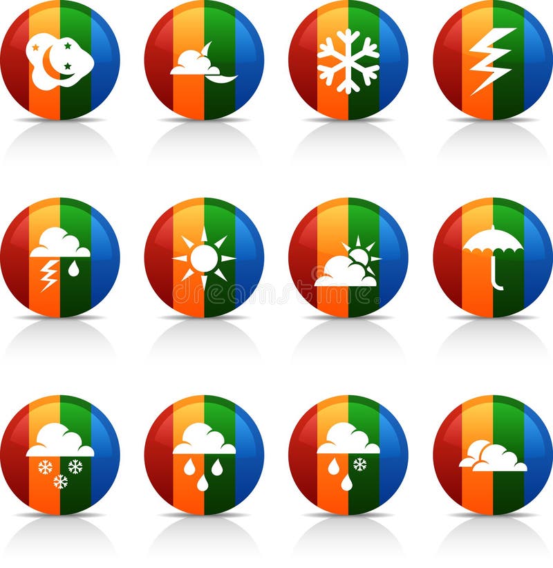 Weather buttons. stock vector. Illustration of cold, metallic - 12545365