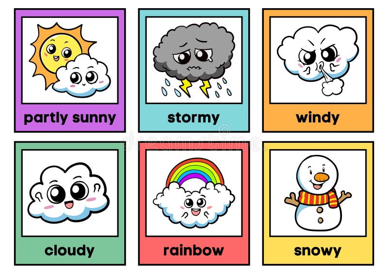 Weather Flashcards Stock Illustrations – 54 Weather Flashcards Stock ...