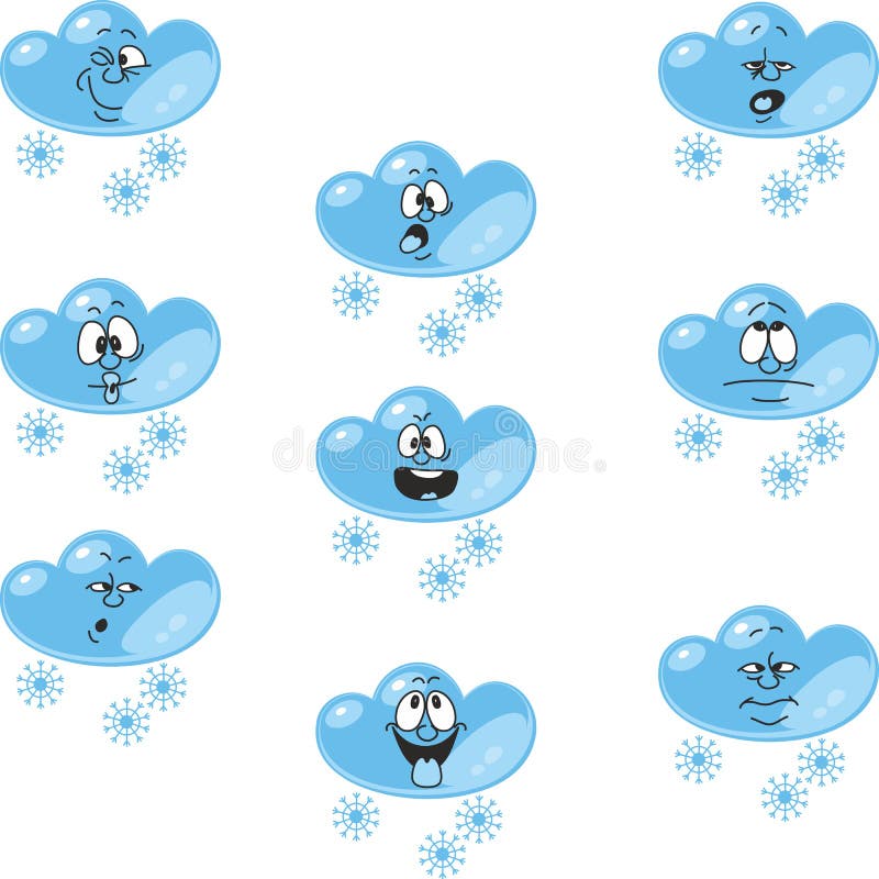 Weather Cartoon Snow Cloud Set 006 Stock Vector - Illustration of ...