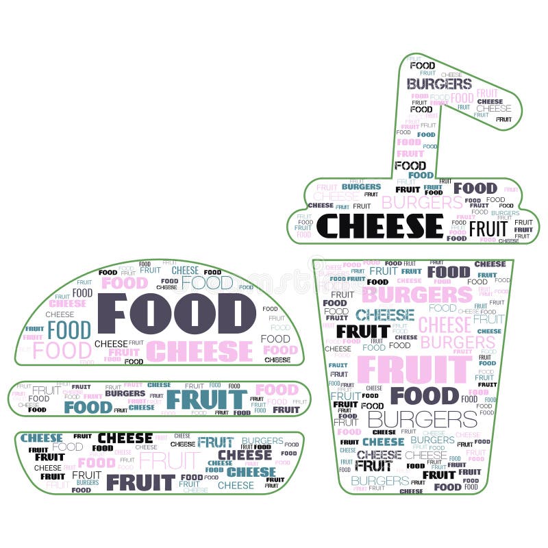 Food Shapes Text Words Abstract Stock Illustration - Illustration of ...