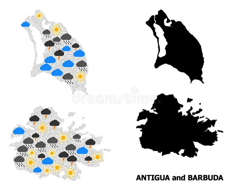 Weather Collage Map of Antigua and Barbuda Stock Illustration ...