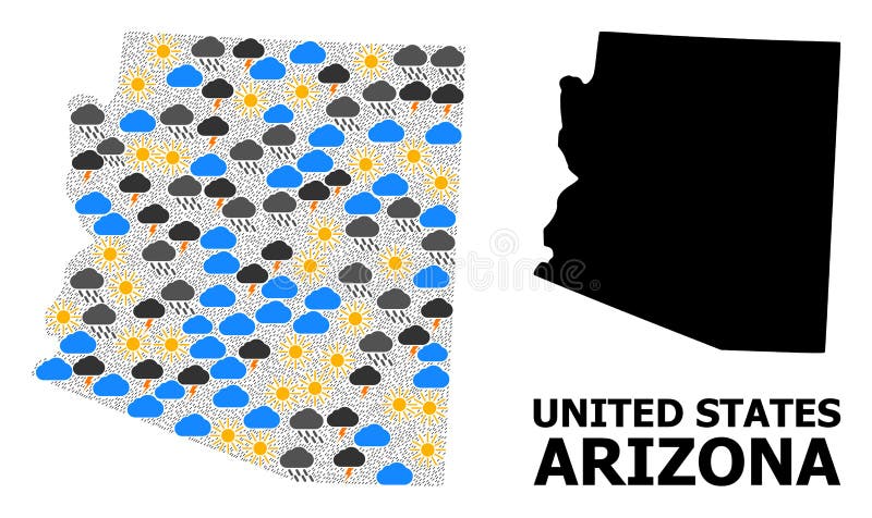 Weather Collage Map of Arizona State Stock Illustration - Illustration ...
