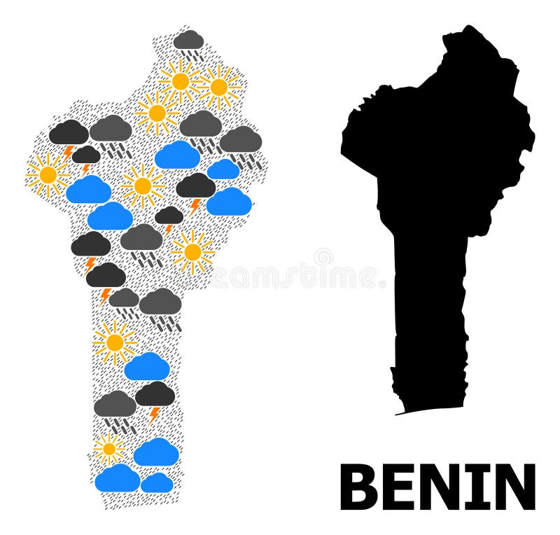 Weather Collage Map of Benin Stock Illustration - Illustration of cloud ...