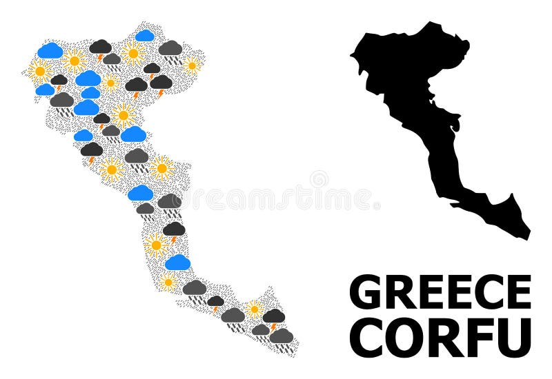 Weather Collage Map of Corfu Island Stock Illustration - Illustration ...