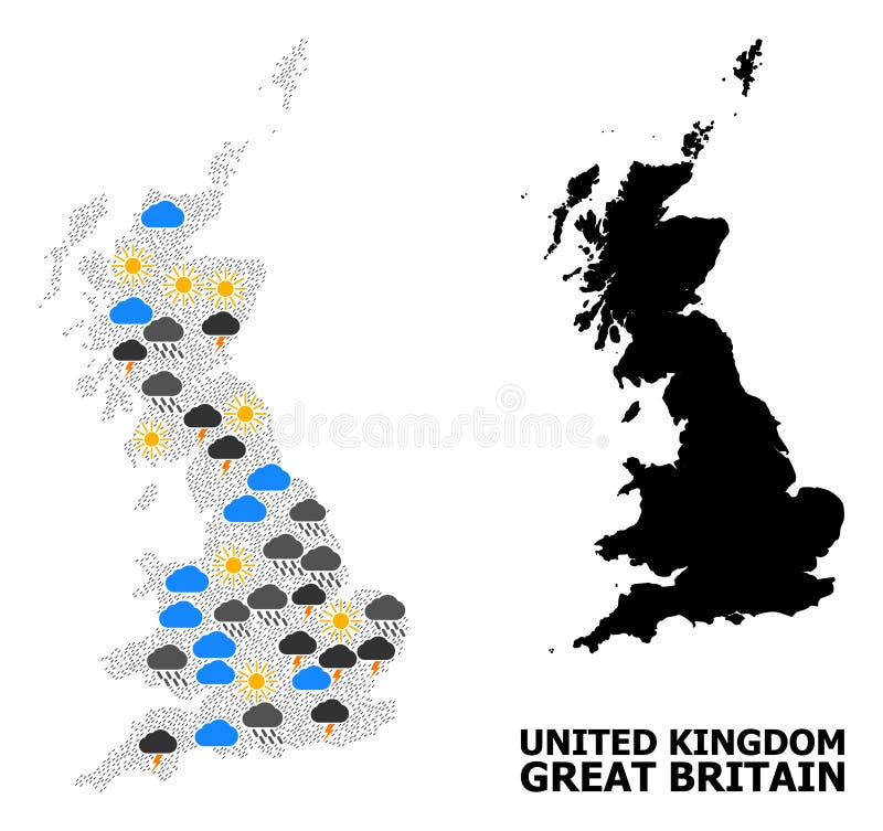 Weather Collage Map of Great Britain Stock Illustration - Illustration ...