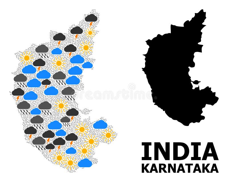 Weather Collage Map of Karnataka State Stock Illustration ...