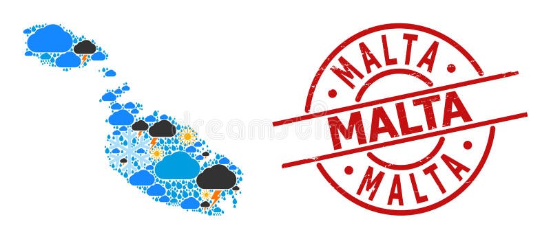 Climate Mosaic Map of Malta and Distress Badge Stock Vector ...