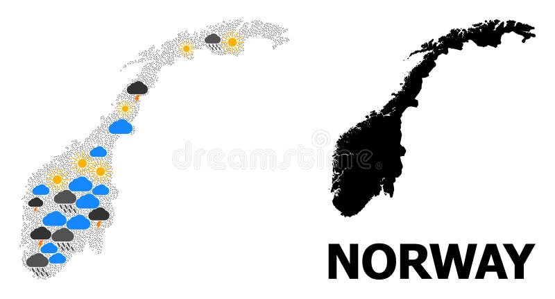 Weather Collage Map of Norway Stock Illustration - Illustration of ...