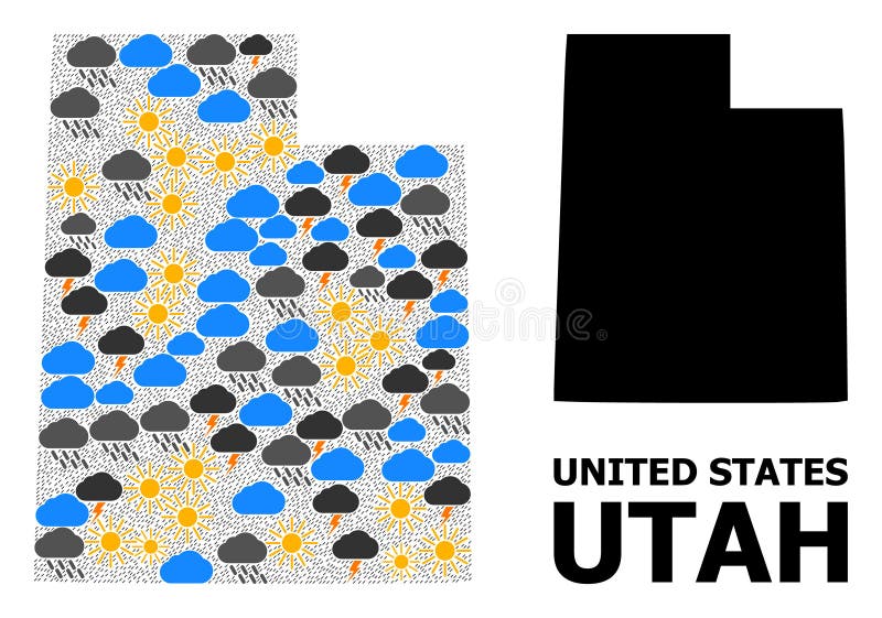 Weather Collage Map of Utah State Stock Illustration - Illustration of ...