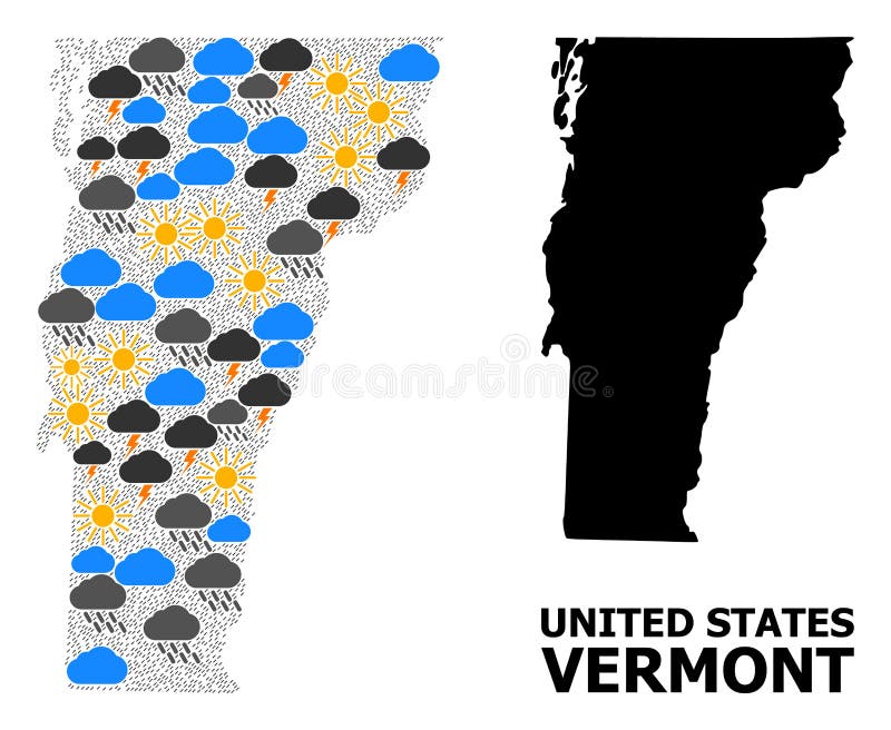 Weather Collage Map of Vermont State Stock Illustration - Illustration ...