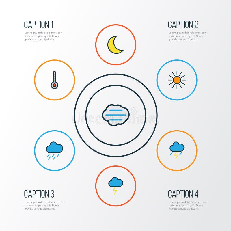Weather Colorful Outline Icons Set. Collection of Hazy, Tempest ...