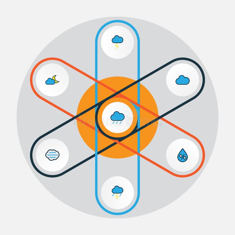 Weather Colorful Outline Icons Set. Collection of Tempest, Twilight ...