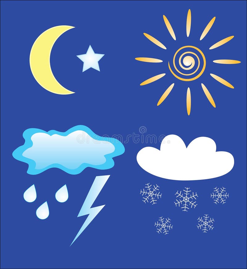 Weather and Day and Night Icons Stock Illustration - Illustration of ...