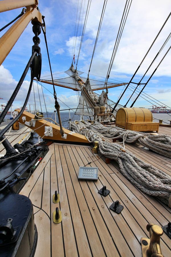 Weather Deck of a Sailing Ship Anchored in Tokyo Bay Stock Photo ...