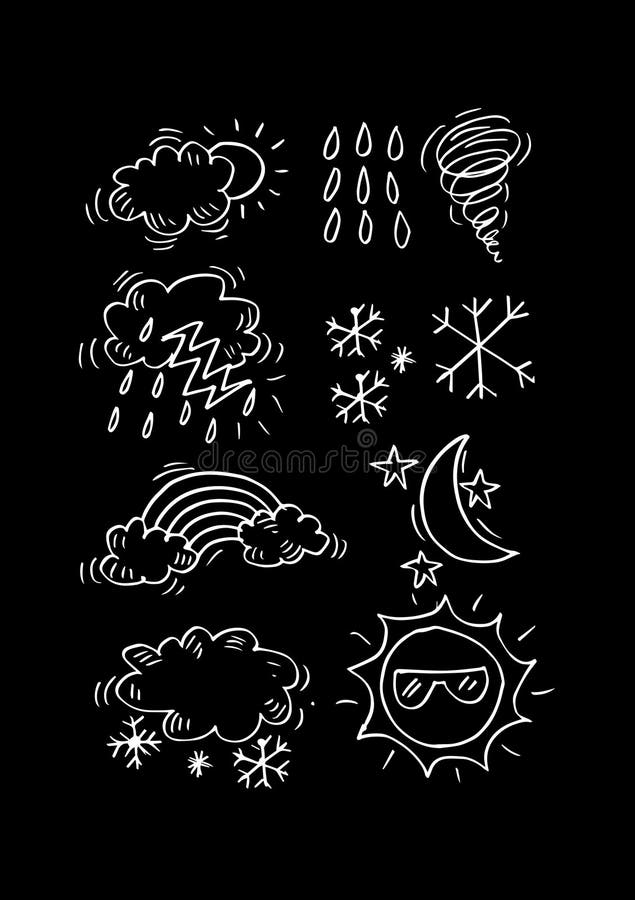 Weather Doodle Set. stock illustration. Illustration of forecast ...