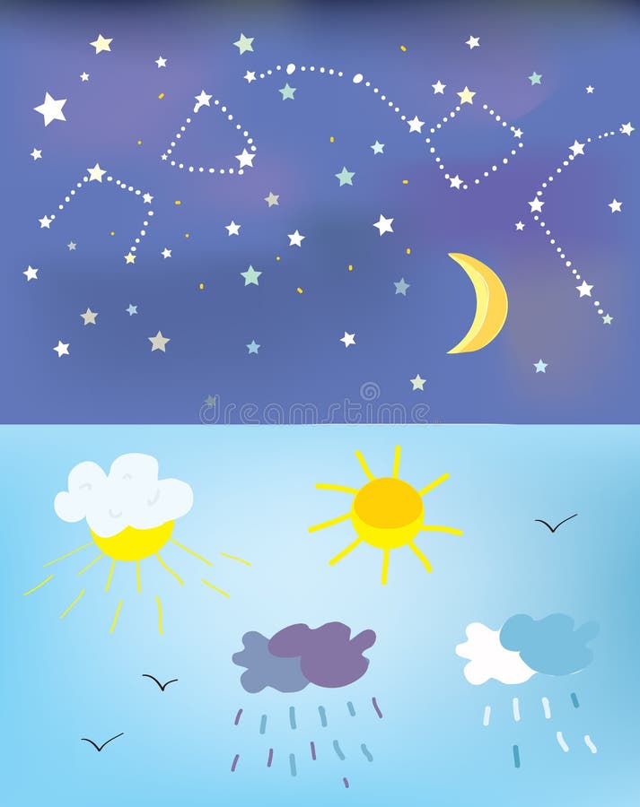 Weather Elements and Backgrounds for Day and Night Stock Vector ...