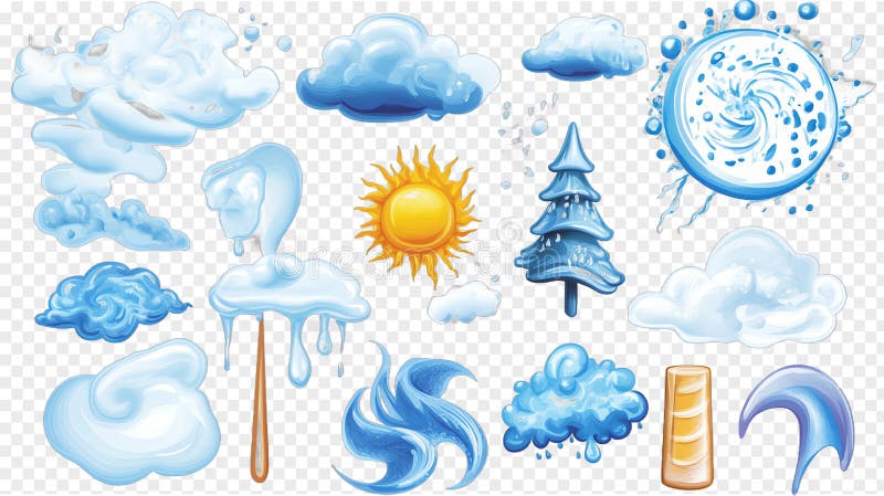 Weather Elements Set stock image. Illustration of snow - 341493639
