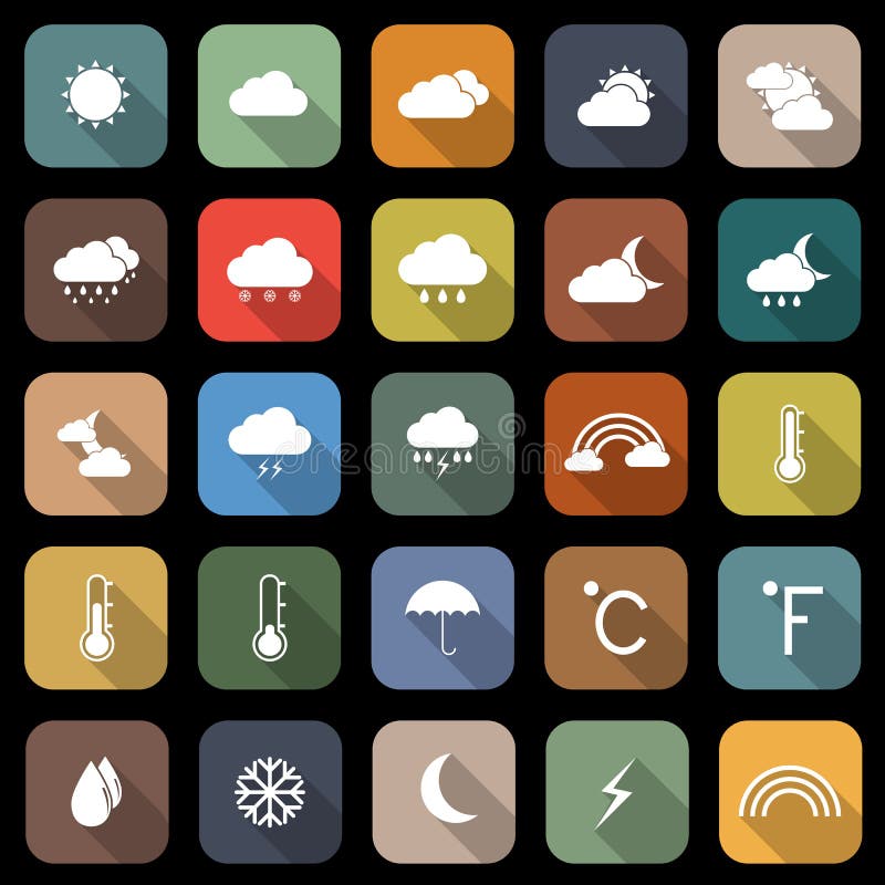 Weather icons- flat design stock vector. Illustration of objects - 33357772