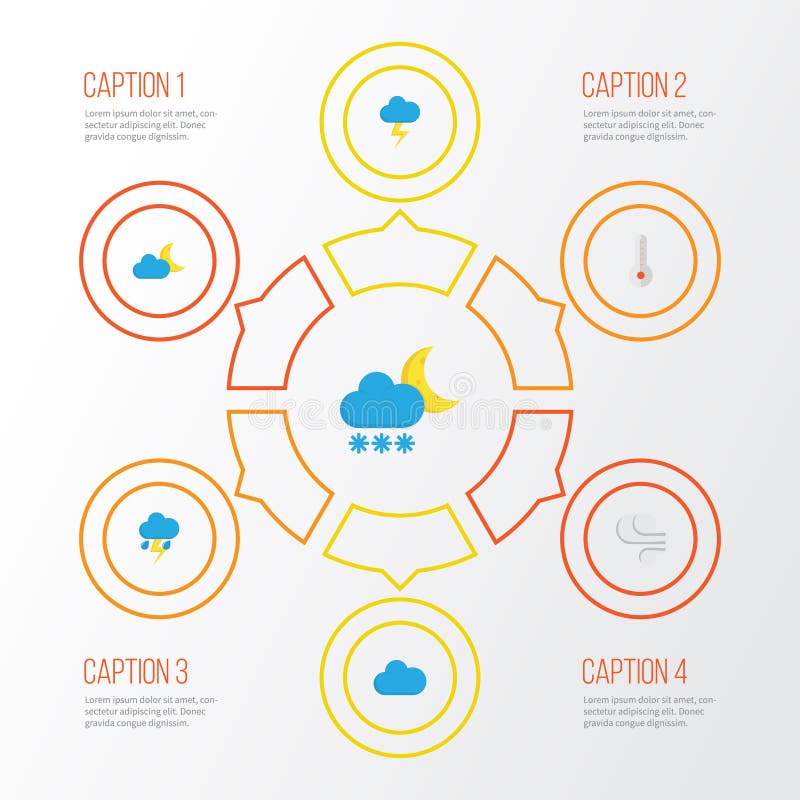 Weather Flat Icons Set. Collection of Storm, Lightning, Temperature and ...