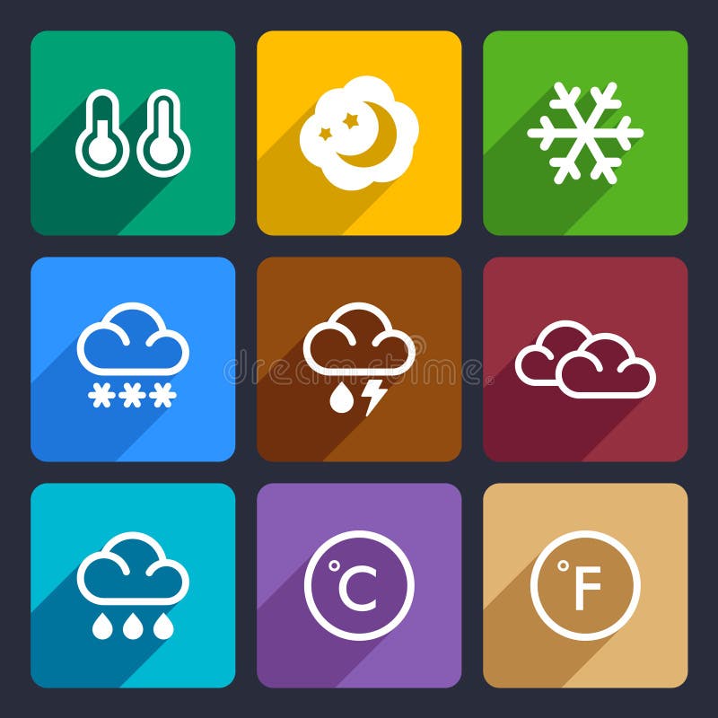 Flat style weather icons stock vector. Illustration of rain - 31748776