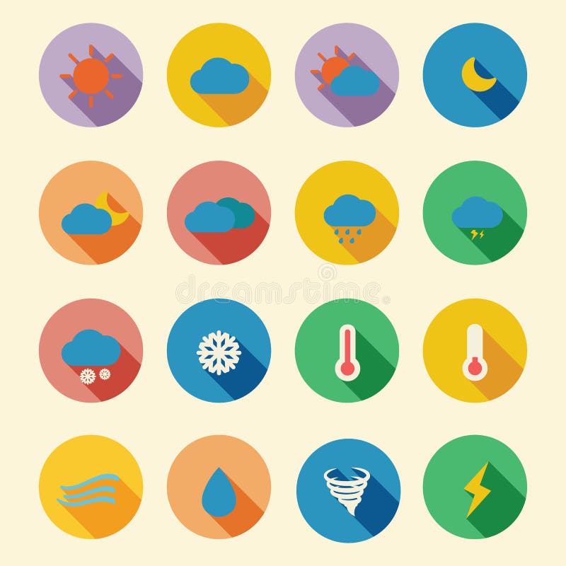 Flat style weather icons stock vector. Illustration of rain - 31748776