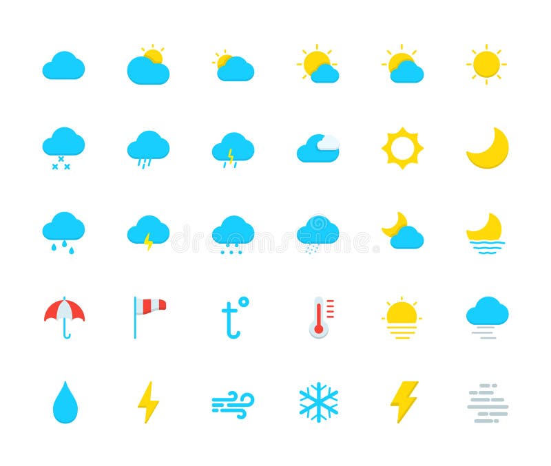 Weather Flat Mini Vector Icons. Stock Vector - Illustration of umbrella ...