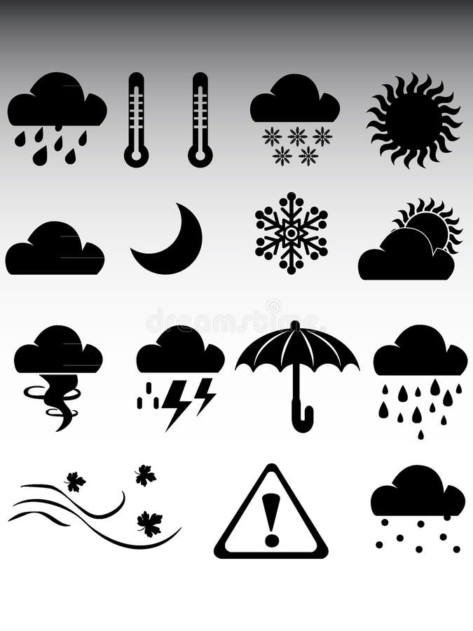 Weather Forecast App Icons Set Stock Vector - Illustration of sleet ...