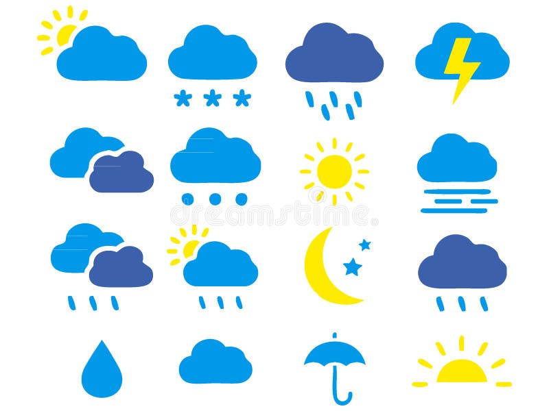 Weather Forecast App Icons Set Stock Vector - Illustration of weather ...