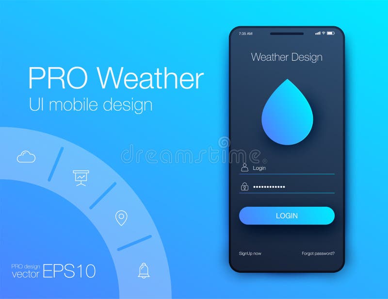 Weather Forecast App Ux Ui Design. Stock Vector Stock Vector ...
