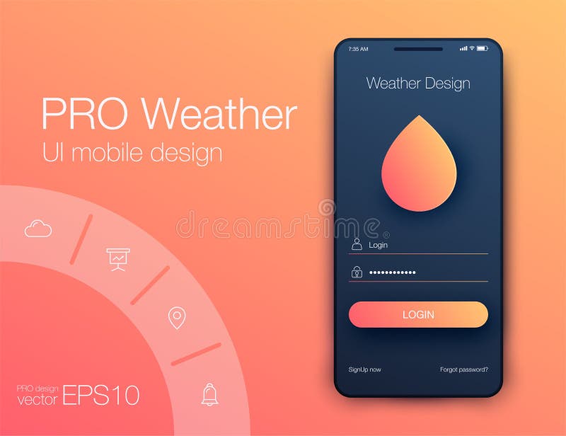 Weather Forecast App Ux Ui Design. Stock Vector Stock Vector ...