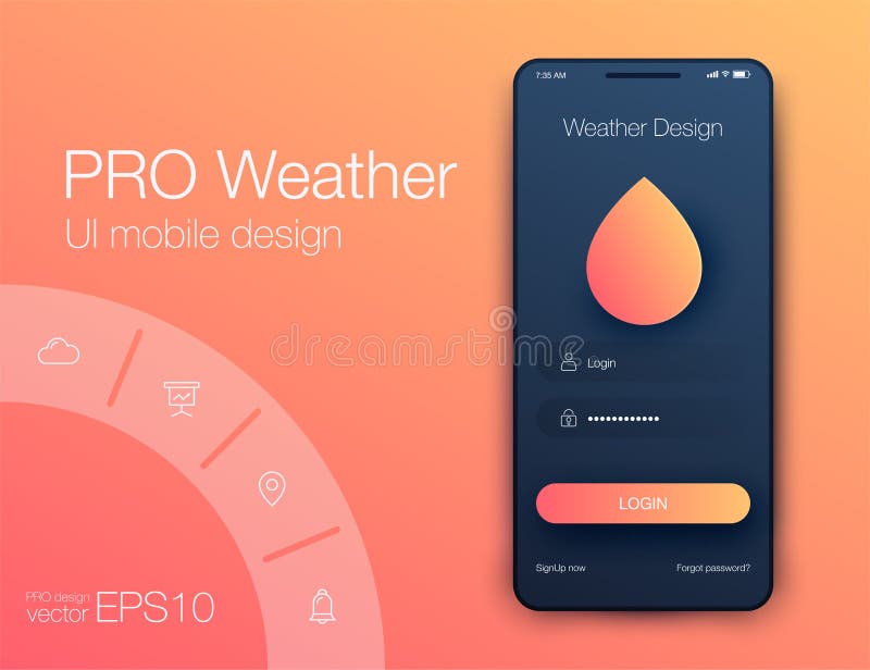 Weather Forecast App Ux Ui Design. Stock Vector Stock Vector ...