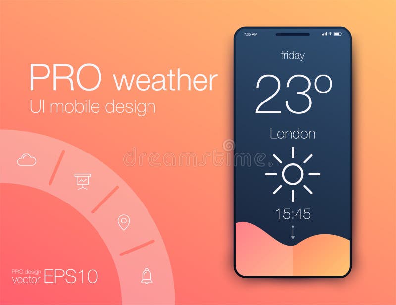 Weather Forecast App Ux Ui Design. Stock Vector Stock Vector ...