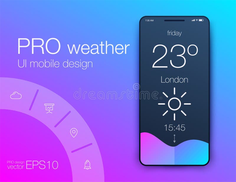 Weather Forecast App Ux Ui Design. Stock Vector Stock Vector ...