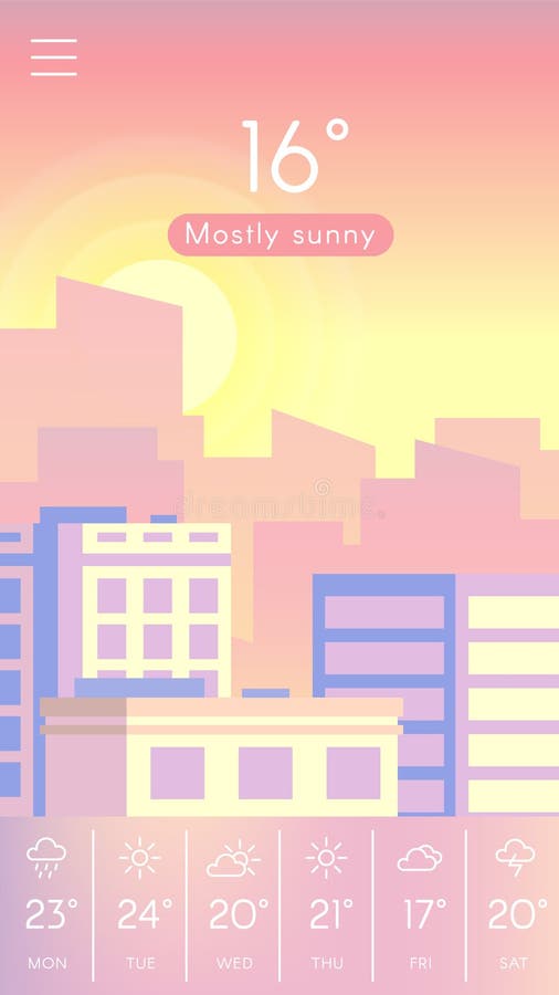 Weather Forecast Application Displaying Mostly Sunny Weather Conditions ...