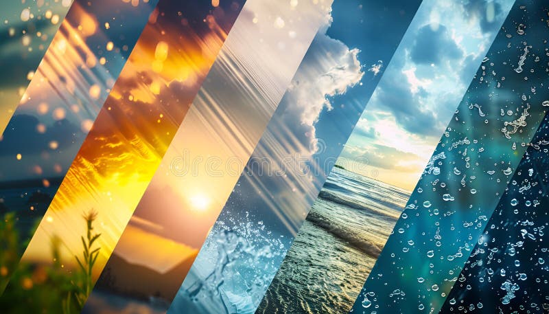 Weather Forecast, Banner Design. Collage with Different Photos Stock ...